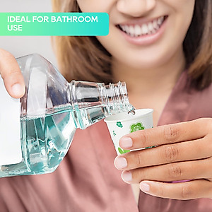 [300 Pack] Paper Cups, 3oz Disposable Bathroom Cups, Mouthwash Cups, Cold Disposable Drinking Cup for Party, Picnic, BBQ, Travel, and Event, Green Floral