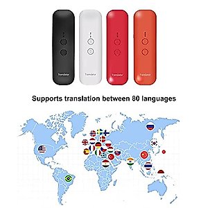 WDSD C-1 5.0 Rechargeable Fast Connection Mini Portable Voice Multi-Language Smart Translator for Overseas Business Meeting (Color : White-Dinosaur Doodle4)