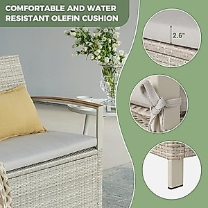 Grand patio Outdoor Storage Bench Deck Box with Olefin Cushion, Wicker Deck Box with Water Resistant Bag, Outdoor Seating for Front Porch, Store Garden Tools and Pool Storage (Warm Gray)