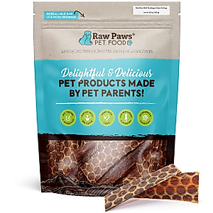 Raw Paws Beef Esophagus Dog Treats, 6-inch, 16-Ounce - Packed in USA - Free Range Beef Esophagus for Dogs - Beef Gullet Sticks for Dogs - Dog Taffy Chews - Beef Jerky for Dogs - Beef Jerky Dog Treats