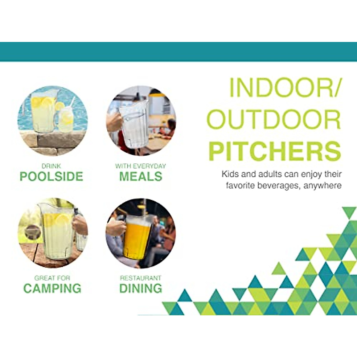 Arrow Home Products Clear Plastic Pitcher, 60 Ounce - 6 Pack Bulk Set for Bars and Restaurants - Space-Saving Stackable Design - Fill with Ice Water, Beer - Made in the USA, BPA Free, Dishwasher Safe