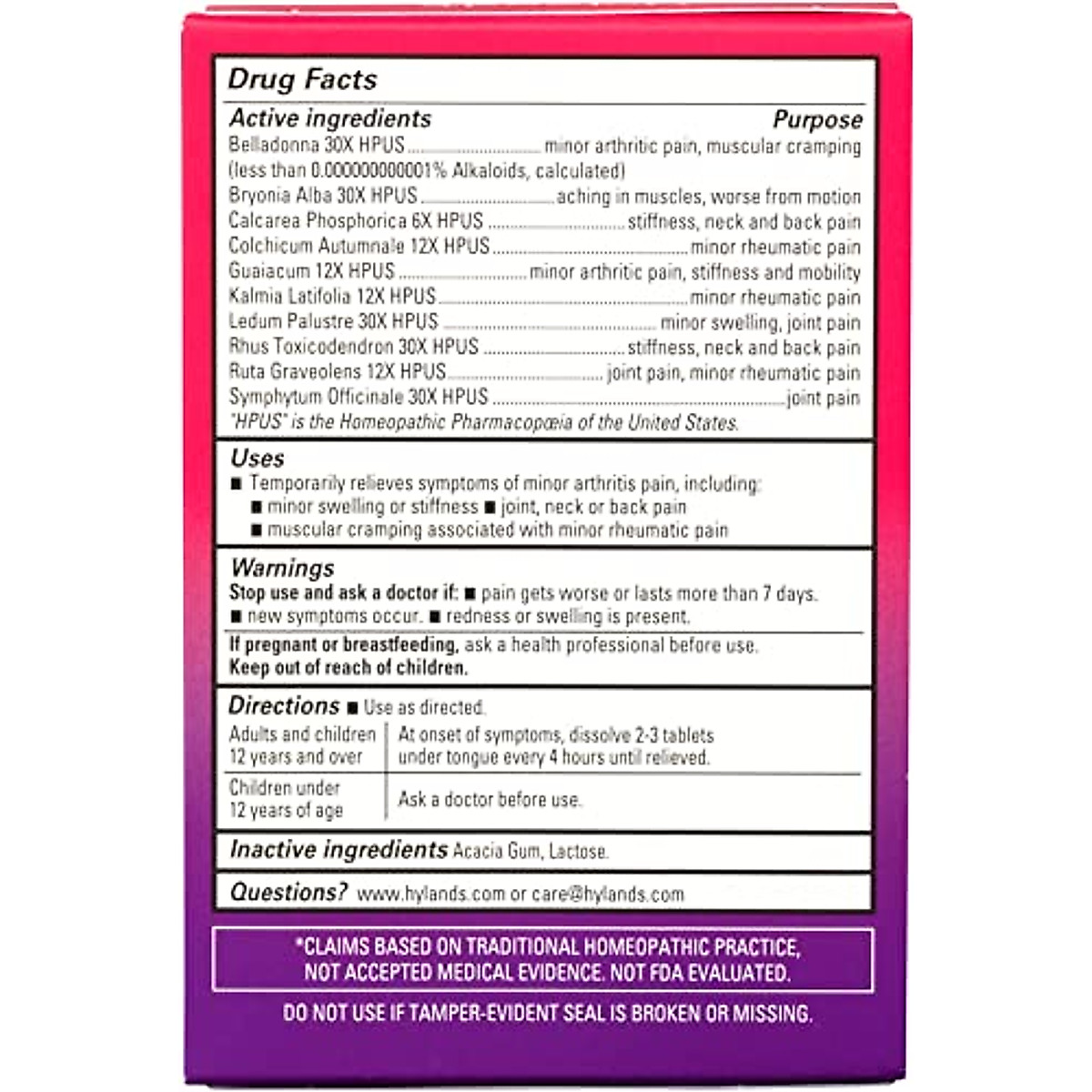 Hyland's Arthritis Pain Relief 50 Count