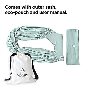 Konny Original Baby Carrier SoftBreeze Luxury Carrier Wrap, Easy to Wear Baby Wrap Carrier, Perfect Essentials Cloths for Newborn Babies up to 44 lbs, (Mint, L)