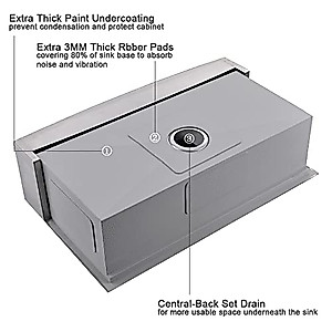 33Inch Farmhouse Sink Workstation Stainless Steel -VOKIM 33"x22" Farmhouse Apron Front Workstation Kitchen Sink 16 Gauge Stainless Steel Single Bowl Farm Sink