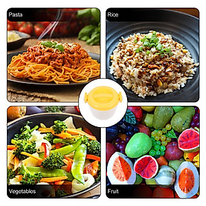 BESTonZON Microwave Rice Cooker Steamer Bowl for Vegetables with Steam Release Vent Microwaveable Cookware for Rice and Vegetables Yellow L