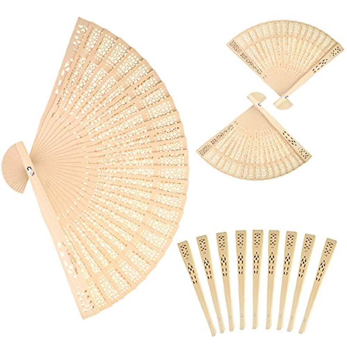 Dxhycc Sandalwood Fan (Set of 24 pcs) - Baby Shower Gifts & Wedding Favors