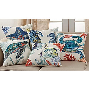 SARO LIFESTYLE Enchantment Sea Collection Crab Throw Pillow with Poly Filling, 20", Multi