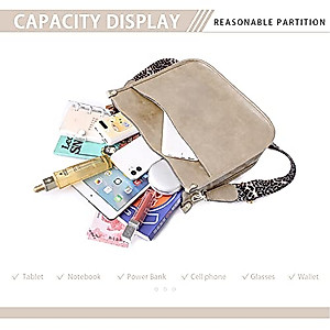 Emprier Women's Vegan Leather Crossbody Bags with Leopard Guitar Strap Bucket Crossbody Purse Fashion Shoulder Bag