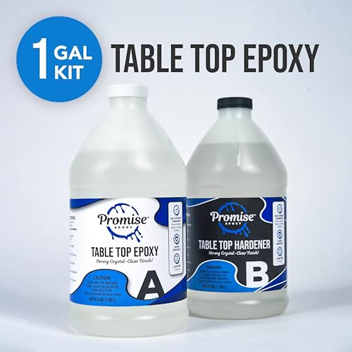 Epoxy Resin 1 Gallon Kit - Crystal Clear, UV Resistant, Self Leveling, Food Safe for Table Top, Arts & Crafts, Casting, Jewelry Making, and Coating - Use with Mica Powder, Silicone Molds, Alcohol Ink