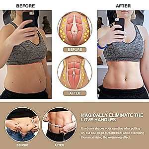 FeelinGirl Latex Waist Trainer for Women Waist Cincher Girdle Long Torso Workout Waist Trainer Lower Belly Fat Black M