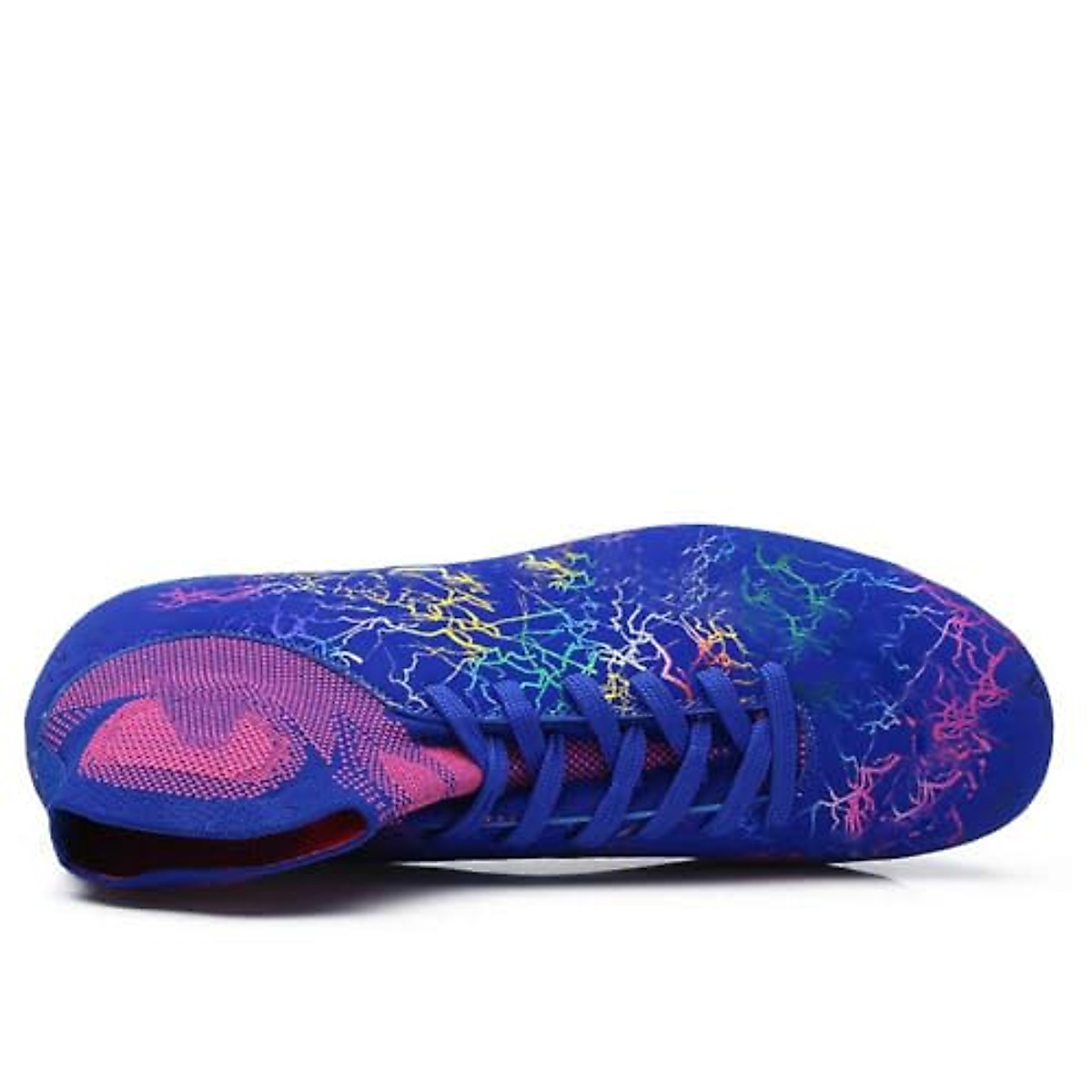 WELRUNG Men's Women's AG Cleats Training Athletic Non-Slip Long Studs High-Top Football Soccer Shoes for Youth Blue 9.5/8 US