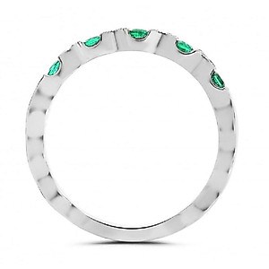 DRISHYA FASHION 2.00Ct Round Cut Emerald Simulated Diamond Wedding Band 14K White Gold Plated 925 Sterling Silver Women's Fashion (10.5)