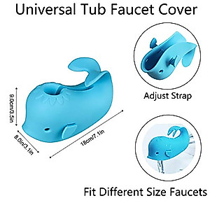 Bath Spout Cover, Faucet Cover Baby Bathroom Tub Faucet Cover Protector for Kids, Bathtub Spout Cover for Baby Kids Toddlers Protection Accessories Baby Safety Universal Bath Silicone Toys Whale Blue