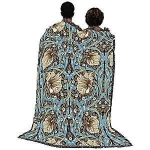 Pure Country Weavers William Morris Pimpernel Vanilla Blanket - Arts & Crafts - Gift Tapestry Throw Woven from Cotton - Made in The USA (72x54)