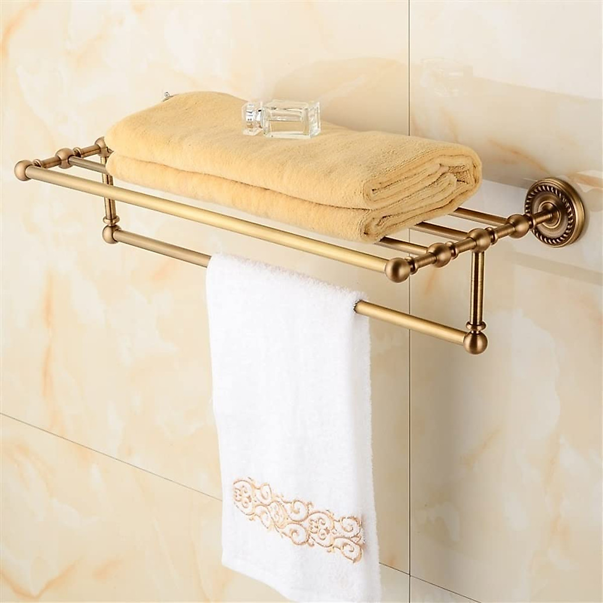 Towel Rack Antique Towel Rack Hanger, Copper Towel Rack, Bathroom Toilet Perforated Towel Rail, Bronze Towel Holder Towel Shelf
