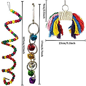 HOMEJIA Bird Chew Toys 7pcs Pet Birds Cage Toys Bird Rope Bird Swing Climbing Standing Toys Suitable for Small Parakeets, Cockatiel, Budgies Conure, Macaws, Parrots, Love Birds, Mynah, Finches