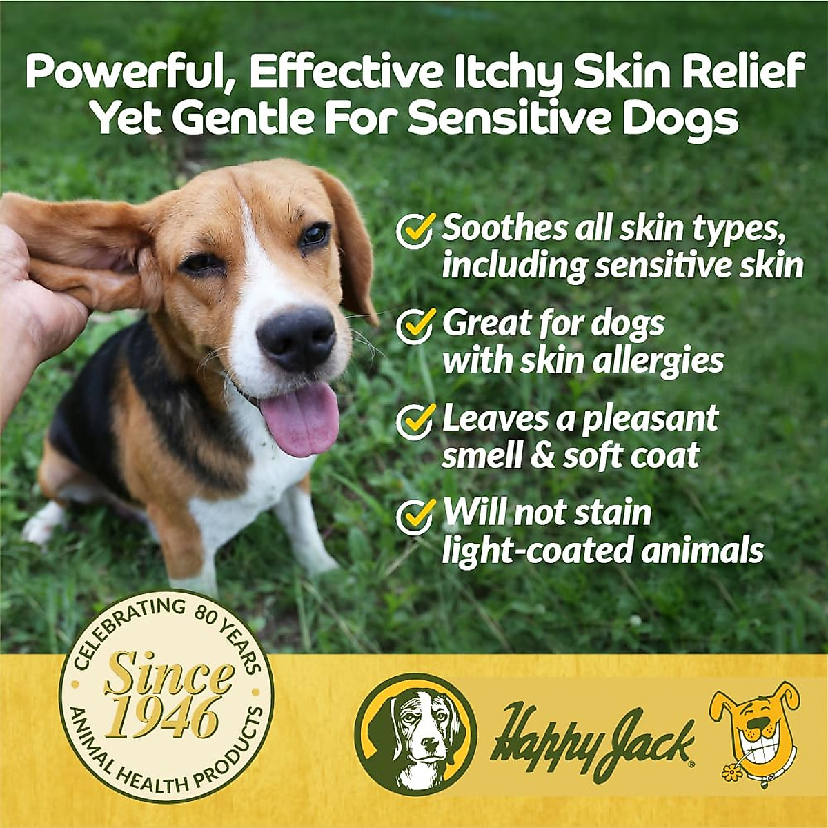Happy Jack Itch No More Dog Itchy Skin Shampoo & Treatment (12 oz), Flea Bites, Allergies & Itchy Skin Relief, Stops Itching, Scratching & Gnawing on First Application, Healthy Dog Skin & Coat
