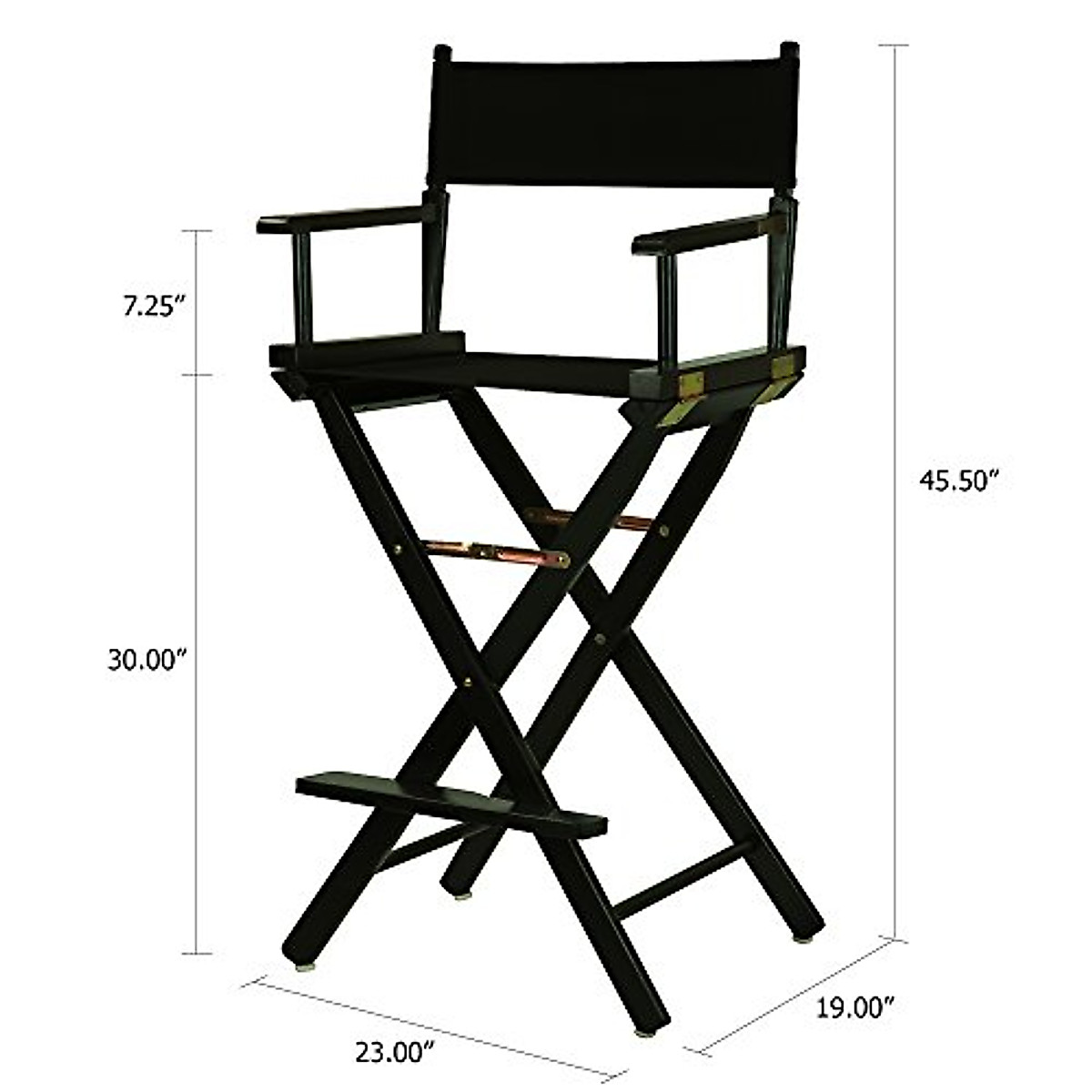 Casual Home Director's Chair ,Black Frame/Black Canvas,30" - Bar Height