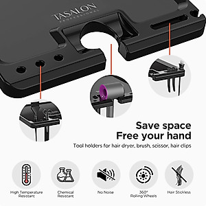 TASALON Ultimate Salon Tray on Wheels,Tray Cart with 2 Magnetic Bowls Irony Tattoo Table Station Rolling Tray with Hair Stickless Wheels,Chemical-Resistant Hair Stylist Instrument Tray,Tray for Dyson