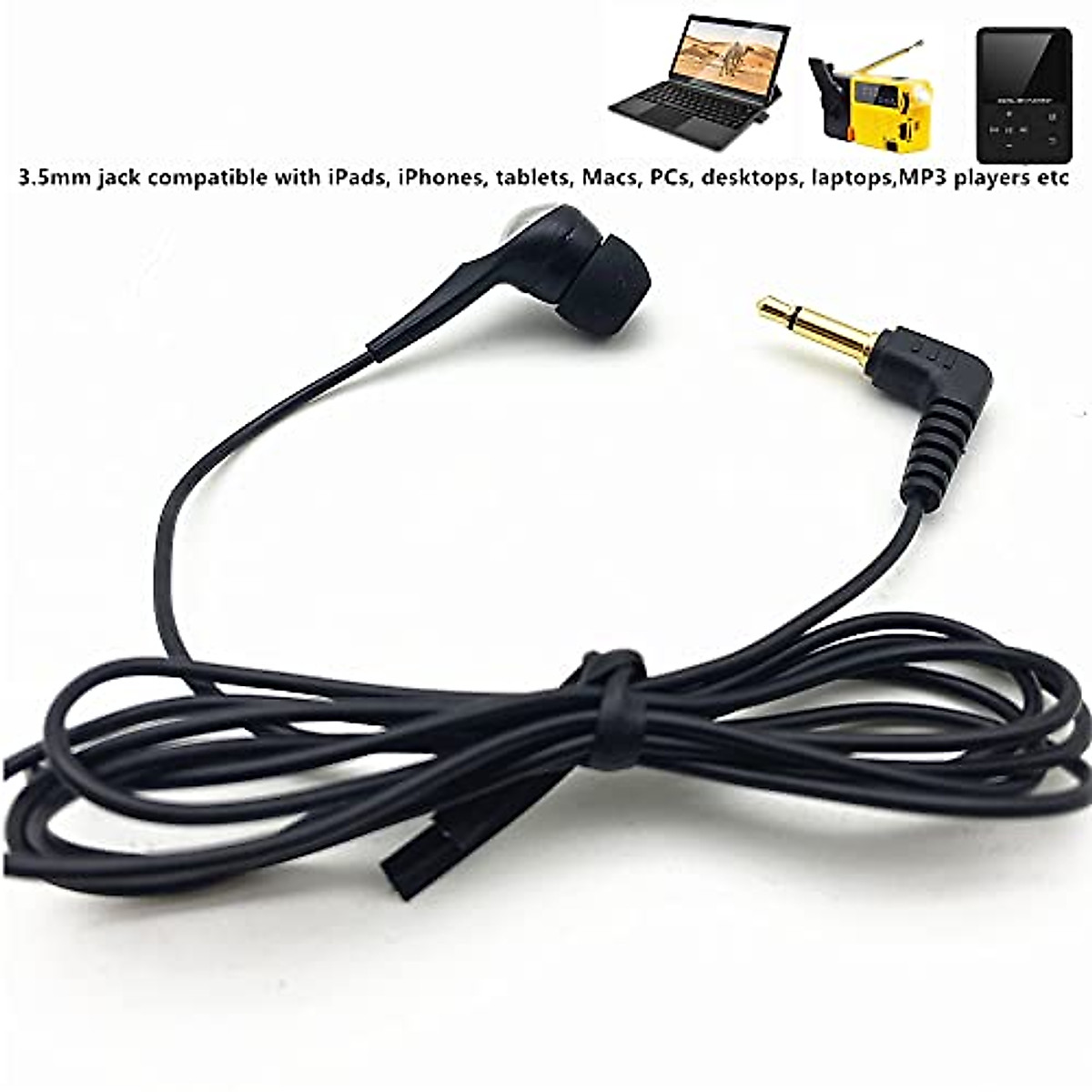 LINHUIPAD Single Side Earphone in-Ear Mono Earbuds Disposable Headphone Low Cost Ear Buds for One Ear