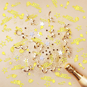 Skylety 3000 Pieces Happy Anniversary Confetti Party Decoration Scatter Confetti Metallic Foil Table Decorations for Anniversary Party DIY Arts Crafting Supplies(Gold)