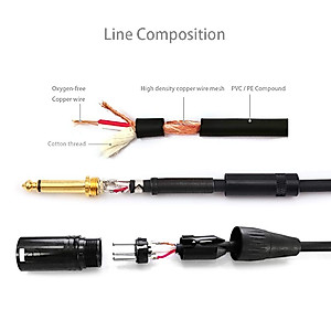 NANYI 6.35mm (1/4 Inch) Male TS Male to XLR Interconnect Audio microphone Cable (XLR-F-1.6FT)