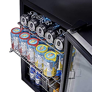 NewAir Beverage Refrigerator Cooler with 90 Can Capacity - Mini Bar Beer Fridge with Right Hinge Glass Door - Cools to 34F - AB-850 - Stainless Steel (Renewed)