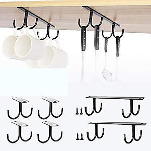CHDHALTD Under Cabinet Mug Rack,Storage Shelf Cup Hanger,Mug Hooks Under Cabinet Mug Holder Rack,Coffee Cups and Kitchen Utensils Display(B 1Pcs)