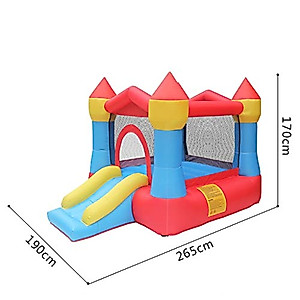 Children's Inflatable Castle,Trampoline Home Small Inflatable Slide Parent-Children's Playground Kindergarten Indoor and Outdoor Toy Playground,Colors,265 * 190 * 170Cm