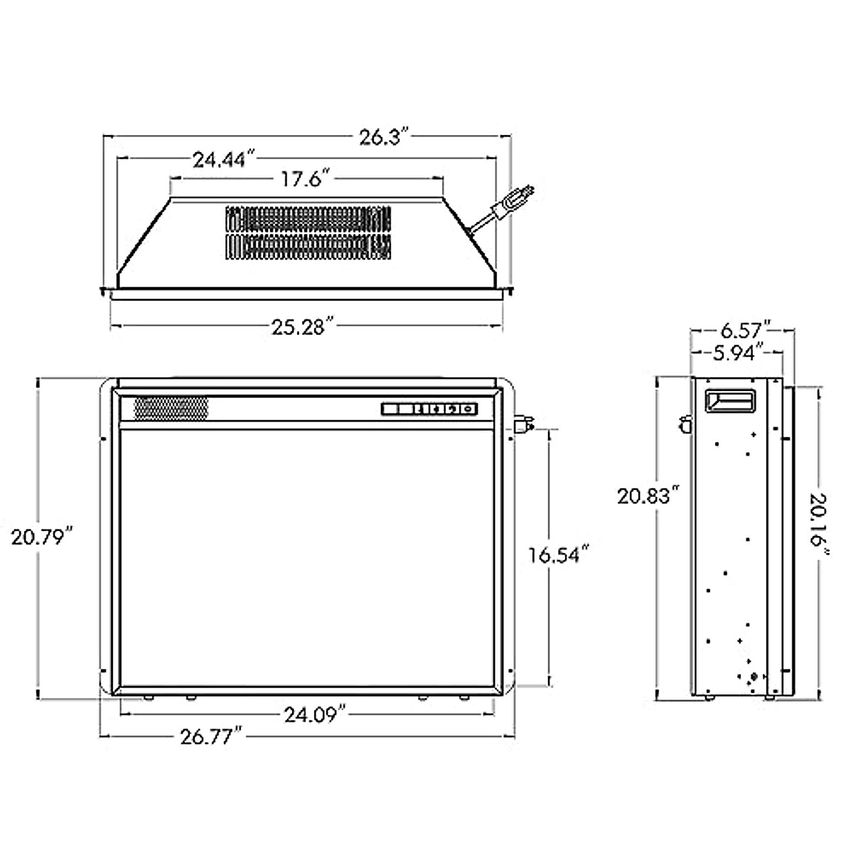 Tangkula 26 Inches Electric Fireplace Inserts with Remote Control, Recessed Fireplace with 3 Flame Effects, 6 Brightness, Thermostat, 6H Timer, 750W/1500W