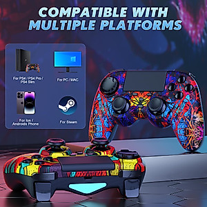 Gamrombo 2 Pack Wireless Controller Replacment for PS4, Compatible with Playstation 4/ Pro/Slim,PC Windows/Steam With Built-in 1000mAh Battery with Turbo/Dual Vibration/6-Axis Motion Sensor