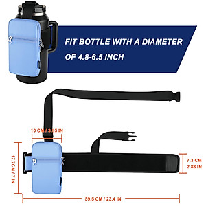 Gym Water Bottle Pouch for Stanley Tumbler with Handle, Universal Water Bottle Carrier Sling Sleeve with Strap & Pocket, Fits for A Variety of Stanley Tumbler, Gym Water Bottles for Owala, 40-128 oz