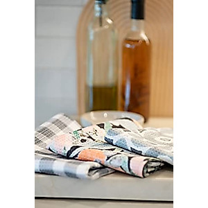 Desert Aqua || 3 Pack|| Not Your Ordinary Kitchen Towels || Dish Towels || Waffle Weave Microfiber || Tea Towels || Highly Absorbent || Hanging Loop || Dish Cloths || Modern || Designer Prints (Gray)