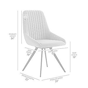 Armen Living Alison Swivel Gray Velvet and Metal Dining Room Chairs-Set of 2, 34" H