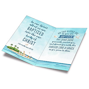 Prime Greetings Baptism Card, Made in America, Eco-Friendly, Thick Card Stock with Premium Envelope 5in x 7.75in, Packaged in Protective Mailer