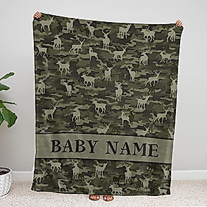 Hunting Baby Blankets, Baby Deer Blanket, Camo Baby Blanket, Personalized Baby Blankets for Boys, Camouflage Baby Blanket, Hunting Deer Baby Blanket Name, Custom Baby Blankets Name, Plush Blankets