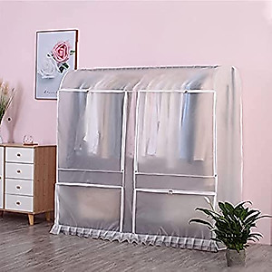 Cover for Clothes Stand - Dust Protection Clothes Cover Clothes Rack Storage Bag Clothes Rail Screen Protective Cover with Zip (Transparent,120 * 150 * 50cm)