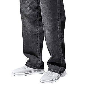 Verdusa Men's High Waist Loose Jeans Baggy Straight Leg Denim Pants Trousers Dark Grey Medium