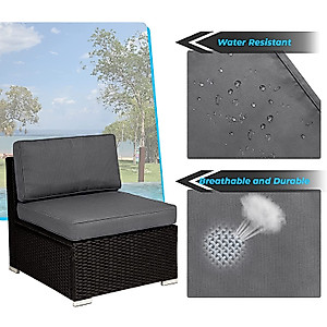 Crownland 8-Piece Patio Cushion Slipcovers for Outdoor Furniture Patio Sofa Couch Outside Zipper Design with 4 Seat Cushion Covers and 4 Back Covers, Suitable for Replacement Sofa Seat (Grey)