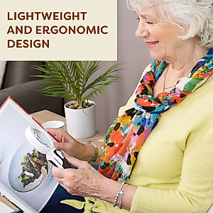 iMagniphy Powerful Magnifying Glass with Light- Senior Citizen Gifts- 5X & 10X Handheld Magnifying Glass with 2 Interchangeable Lenses- Lighted Magnifier for Seniors with Macular Degeneration