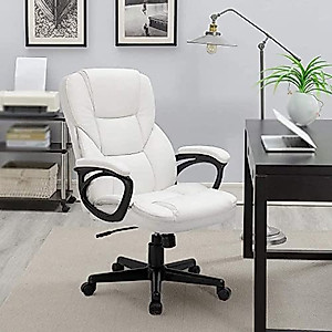 LETREM Office Chair Ergonomic for Lumbar Support Task Swivel,Ergonomic Executive Chair with Arms and Wheels Dining Room Computer Chair Learning Desk Chair Meeting Chair A/White/One Side