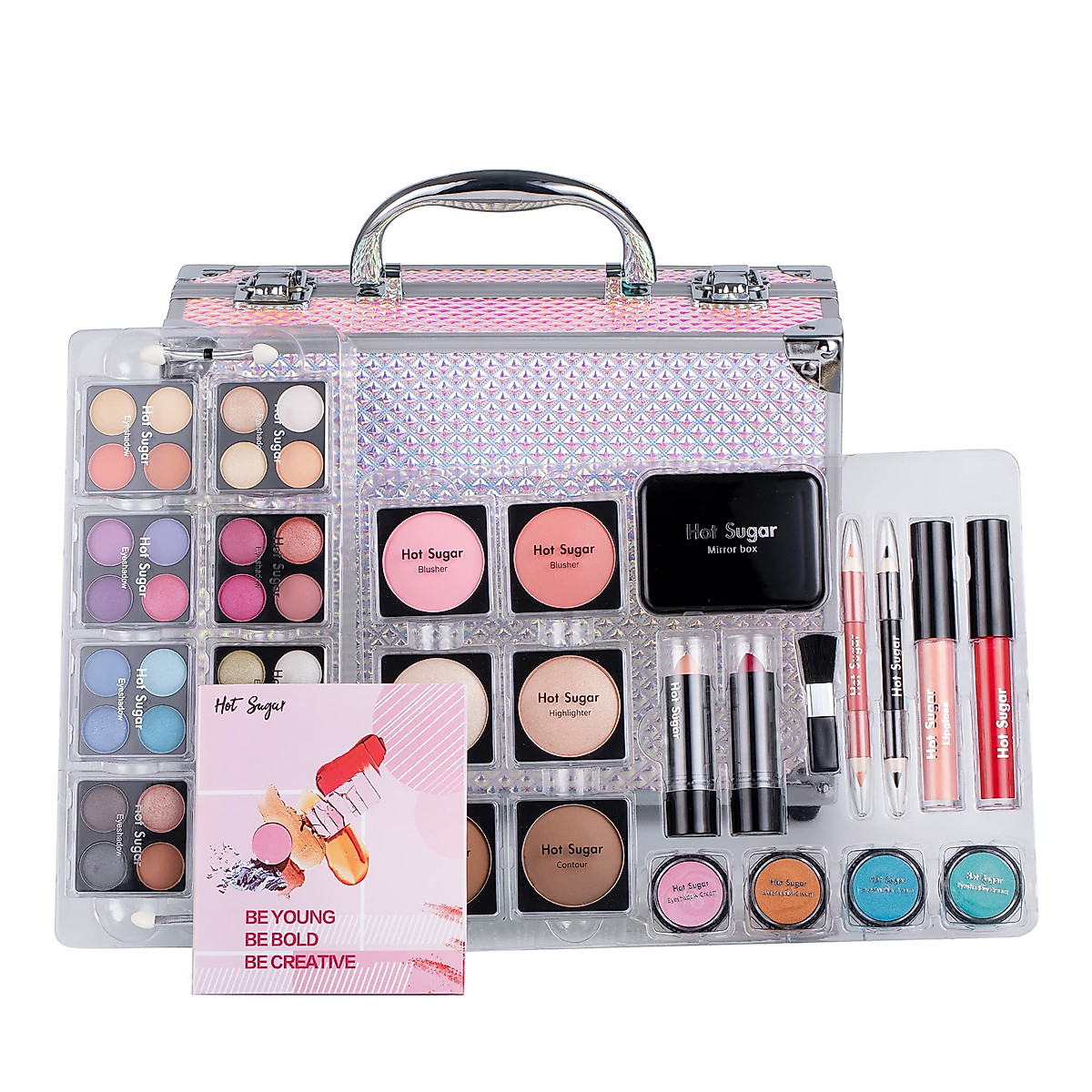Hot Sugar Makeup Kit for Women Full Kit Teen Girls Starter Cosmetic Gift Set with Cute Mermaid Train Case Includes Pigmented Eyeshadow Palette Blush Lipstick Lip Pencil