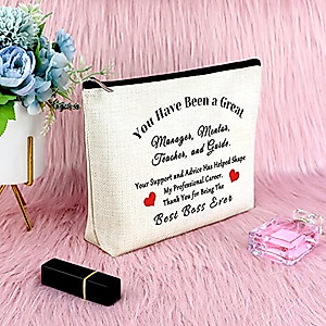 Sfodiary Leaders Boss Appreciation Gifts Makeup Bag Best Boss Gifts for Women Birthday Gift for Manager Mentor Cosmetic Bag Thank You Gift Teacher Gift Ideas Retirement Gift Travel Cosmetic Pouch