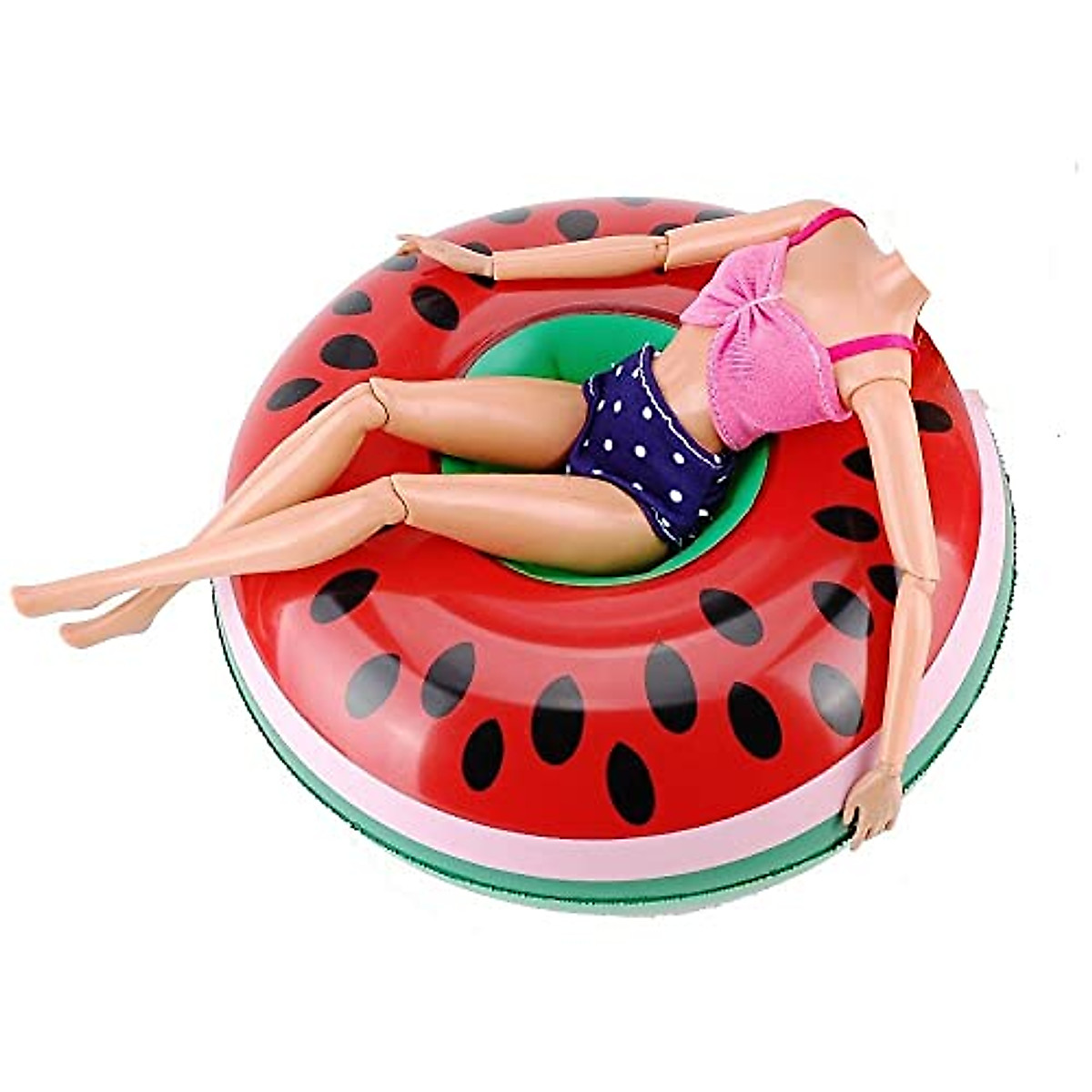 E-TING 5PCS Swim Ring Summer Fun Swimming Pool Float Raft Lilo Lifebuoy for 11.5 inch Dolls Toys Inflatable Floating Drink Holders