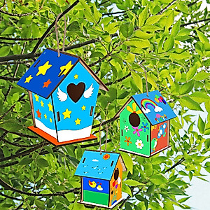 4 Pack DIY Bird House Kit, Halloween Wooden Doodle Birdhouses Set,Paint Wooden Arts,Bird House Building Kit for Boys Toddler Children Ages 4-6 6-8 8-12, Birthday Gifts,Easter Craft,Toys for Girls