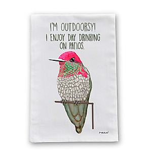 Hummingbird Drinking Flour Sack Cotton Dish Towel by Pithitude