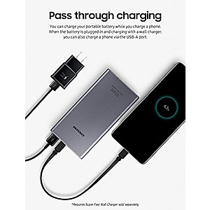 SAMSUNG 10,000 mAh Super Fast 25W Portable Charger Battery Pack USB-C , Silver (US Version with Warranty)