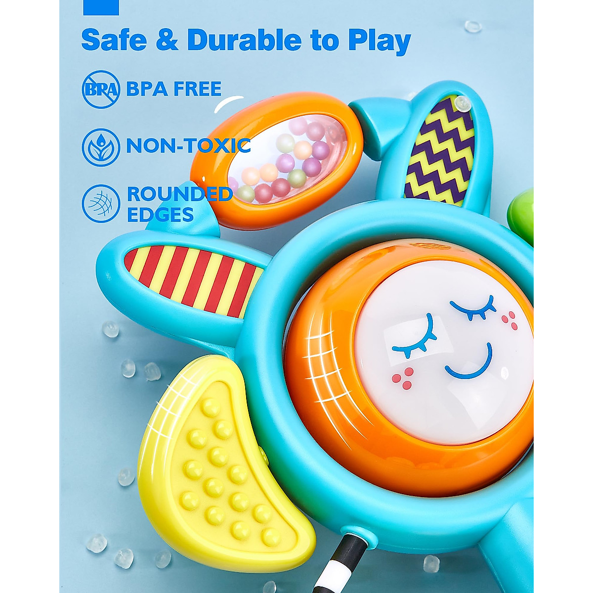 High Chair Toys Sunflower Suction Cup Baby Toys 6-12 Months+ with Light, Sound