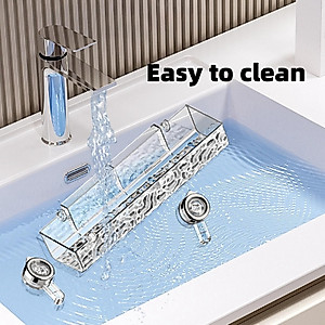 ROKIE Shower Caddy Suction Cup Storage Rack Clear Acrylic Shower Shelves Glacier Water Ripples Corner Shelf For Bathroom Shower Accessories (J)