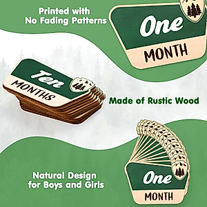 Huray Rayho 12 Pcs National Park Baby Monthly Photo Props Cards Rustic Wooden Baby Months Signs Adventure Theme Newborn Photography Props for Baby Shower Mountain Hiking Lovers Pregnancy Gift